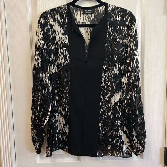 Lanvin | Tops | Lanvin Cream And Black Blouse With Elegant Design ...